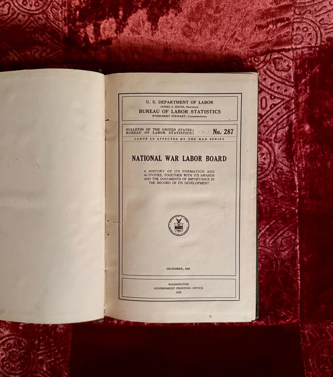 National War Labor Board 1922 Hardcover Bureau of Labor Statistics U.S ...