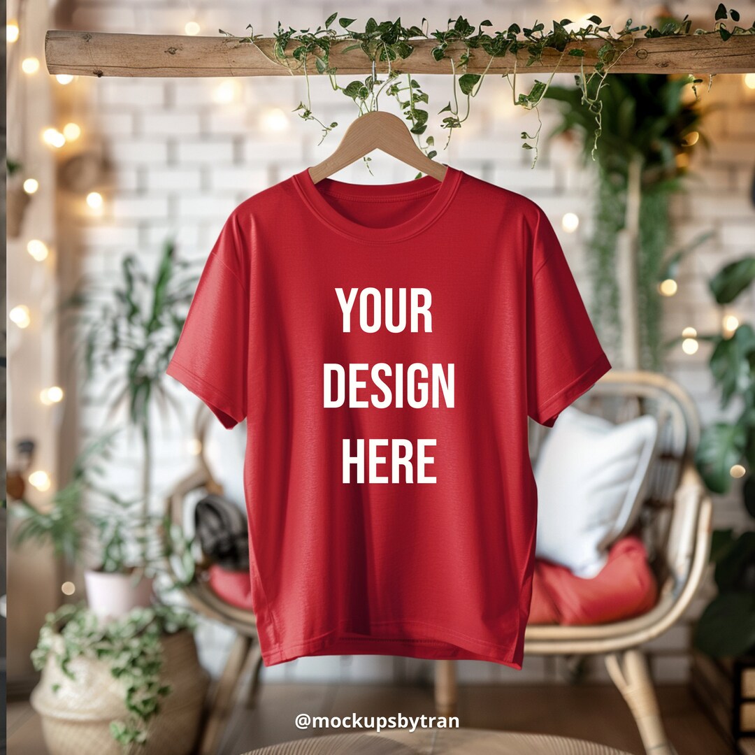Red Bella Canvas 3001 T-shirt Mockup T-shirt Mockup Unisex T-shirt ...