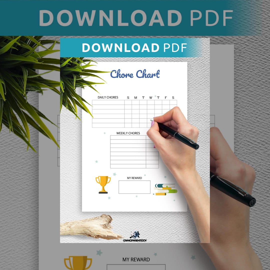 Reward Chore Chart for Kids Reward Chart Child Rewards Household Tasks ...