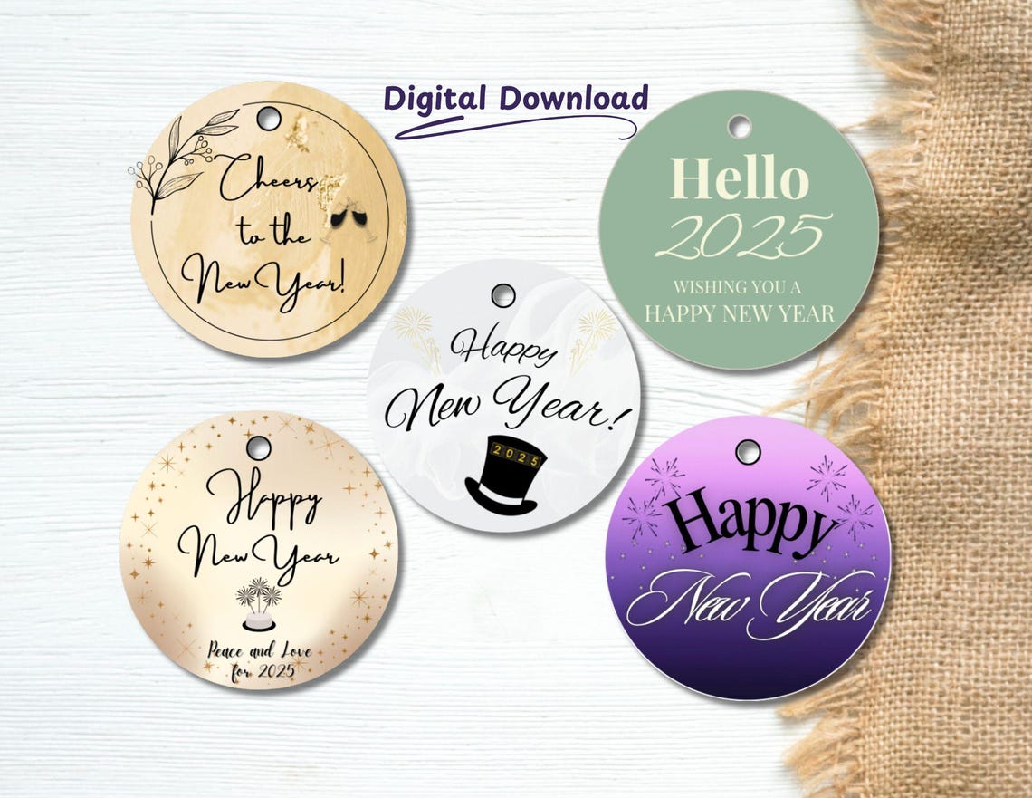 Happy New Year Gift Tags | Printable Gift Tags Set | Instant Download ...