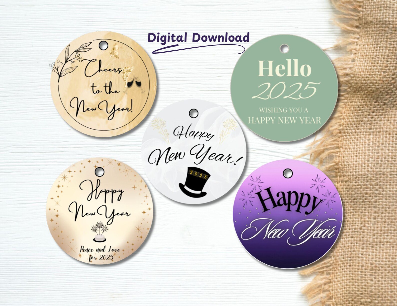 Happy New Year Gift Tags | Printable Gift Tags Set | Instant Download ...
