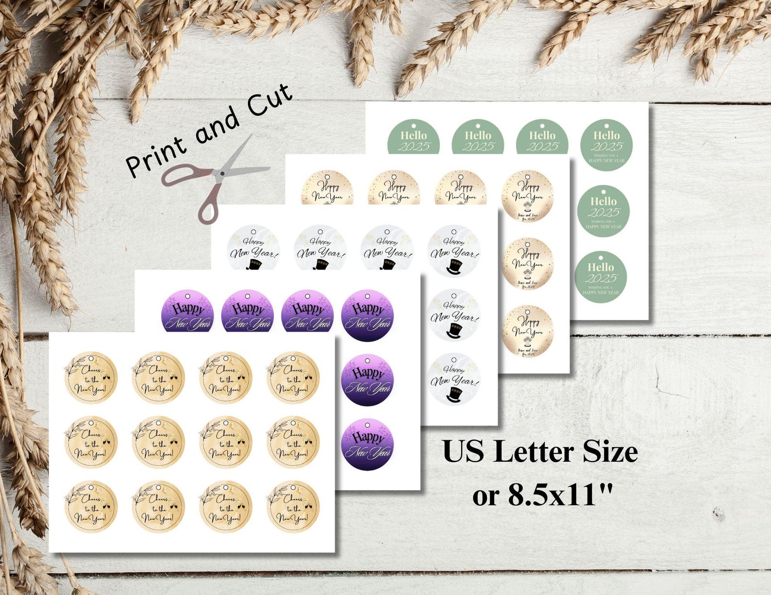 Happy New Year Gift Tags | Printable Gift Tags Set | Instant Download ...