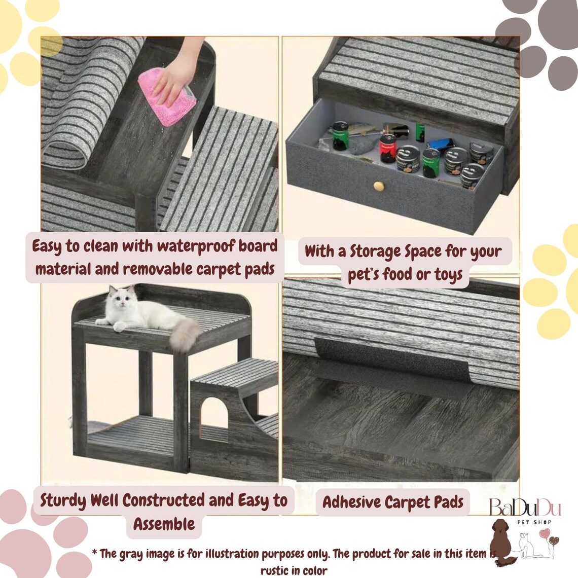 Wooden Dog Step, Pet House With Ramp, Pet Bed With Stair, Small Dog Bed ...