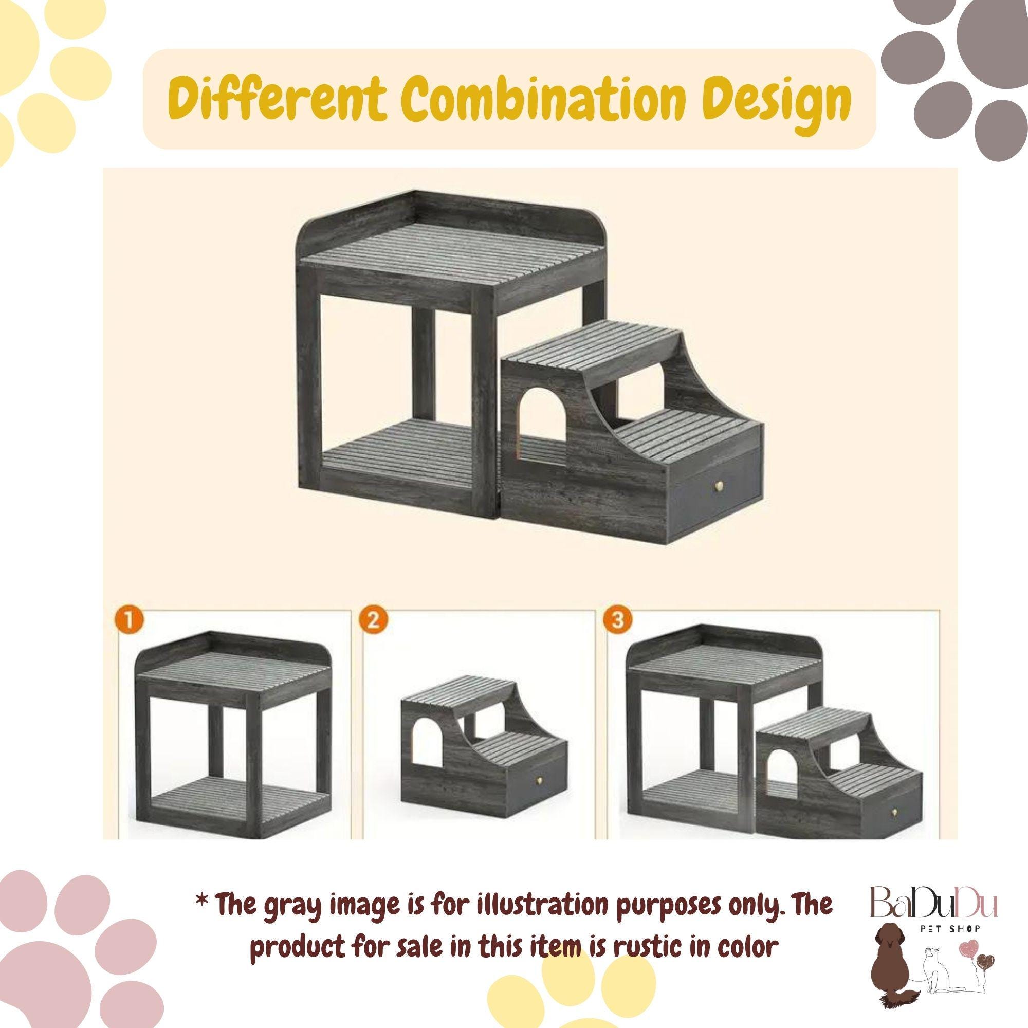 Wooden Dog Step, Pet House With Ramp, Pet Bed With Stair, Small Dog Bed ...