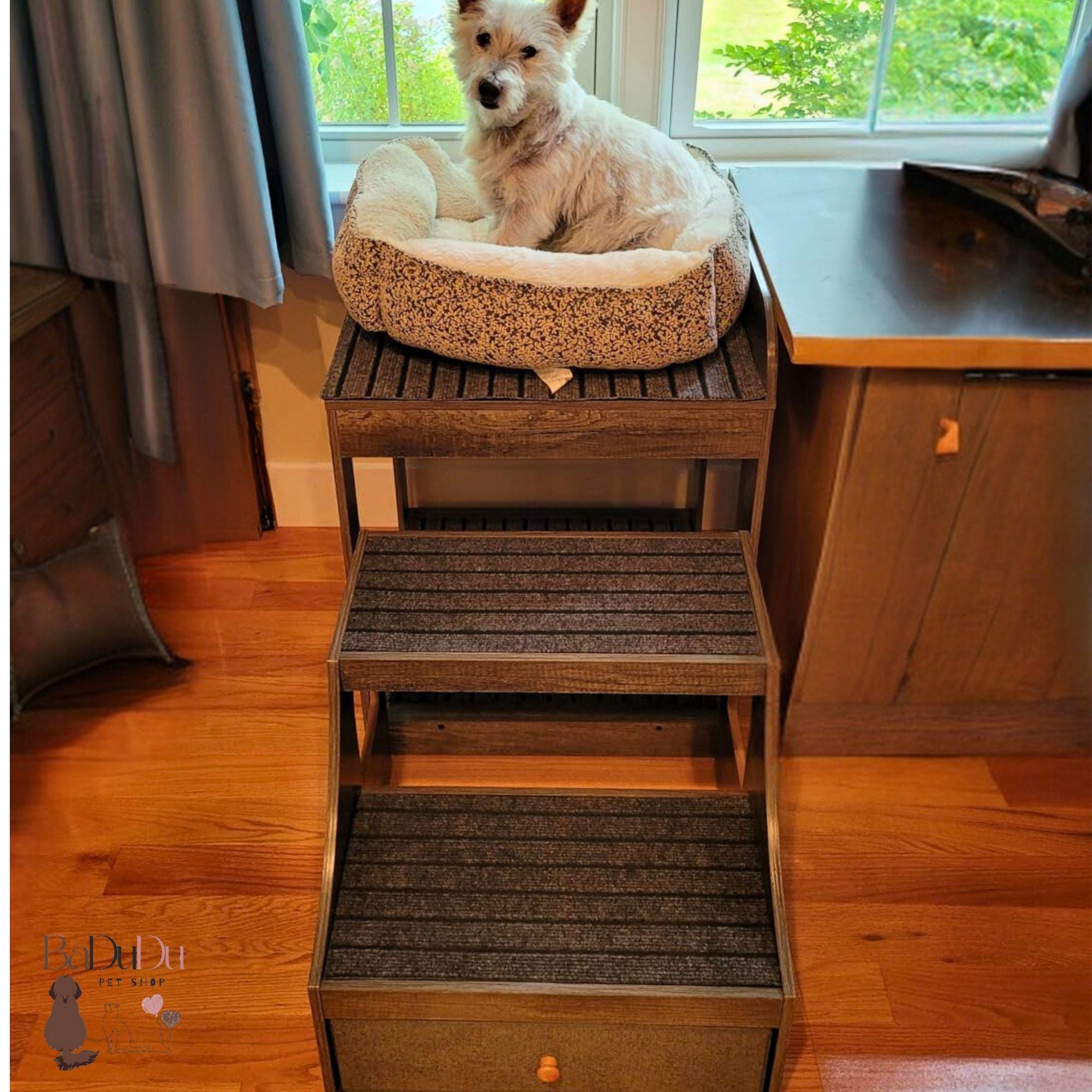 Wooden Dog Step, Pet House With Ramp, Pet Bed With Stair, Small Dog Bed ...