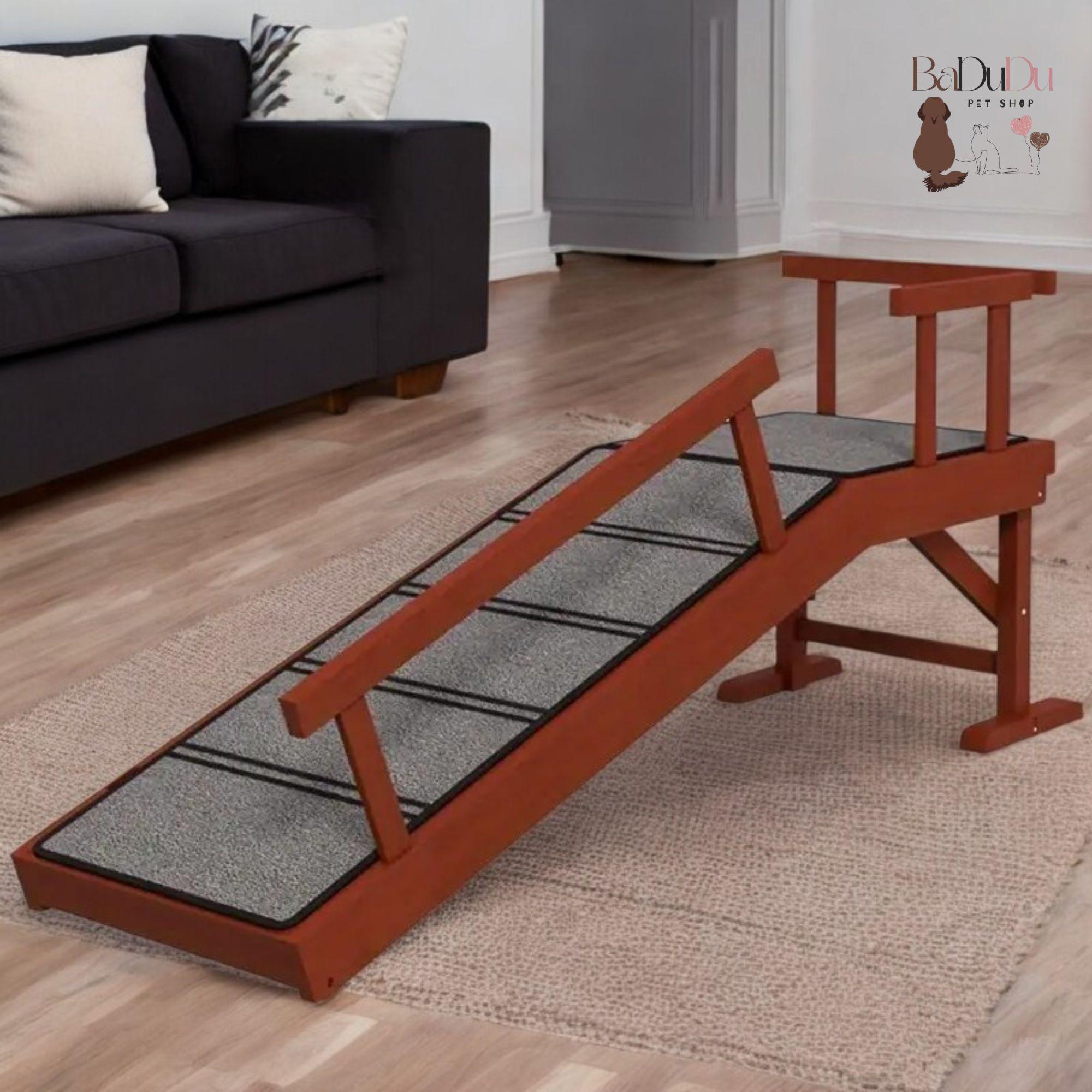 Pet Ramp With Removable Guardrail, Natural Wooden Ramp for Dog, Dog ...