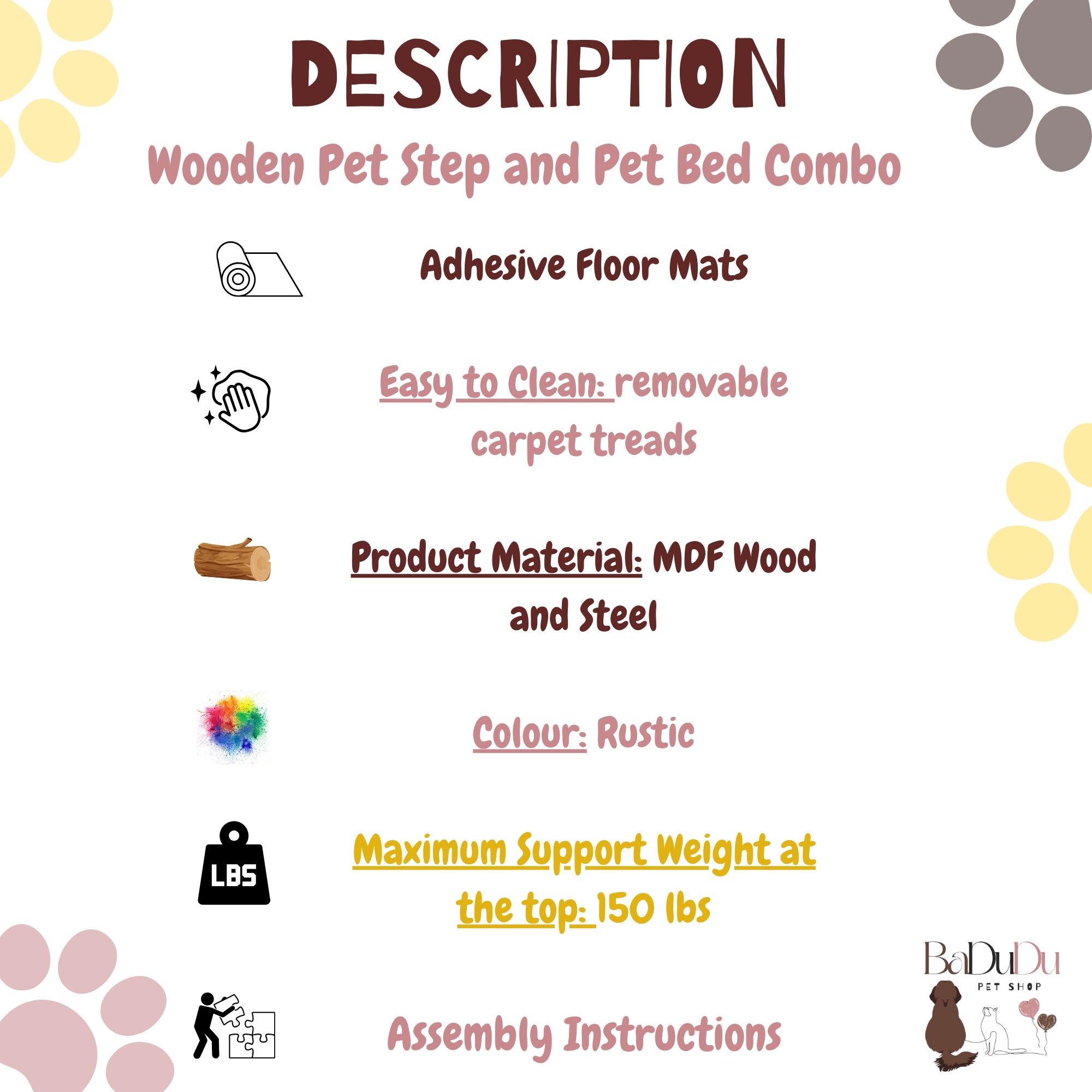 Wooden Dog Step, Pet House With Ramp, Pet Bed With Stair, Small Dog Bed ...