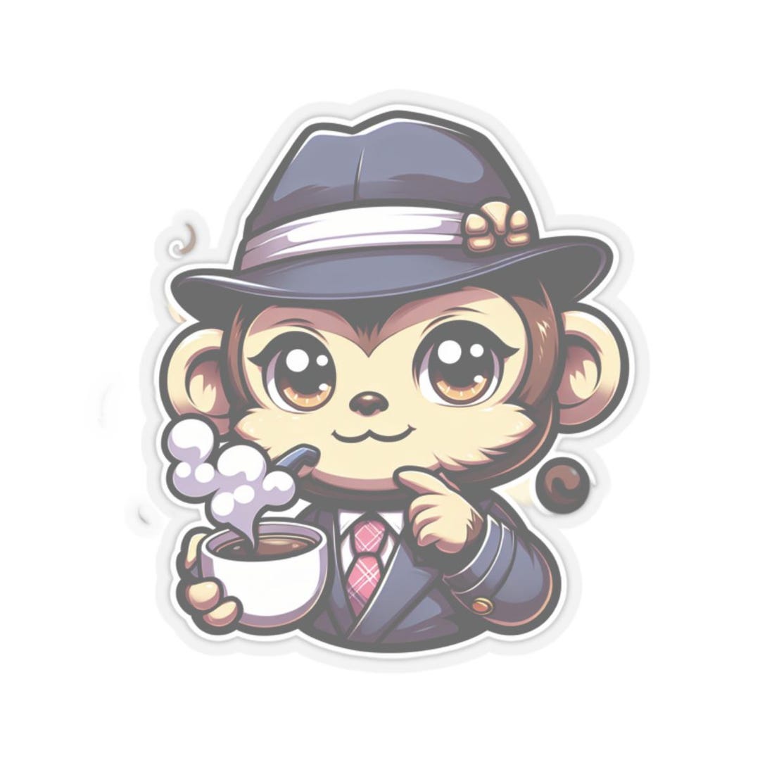 Kiss-cut Stickers - Secret Agent Monkey Sticker - Etsy