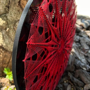 Handmade Red and Black String Art Mandala Panel - 3D Wall Decor for ...