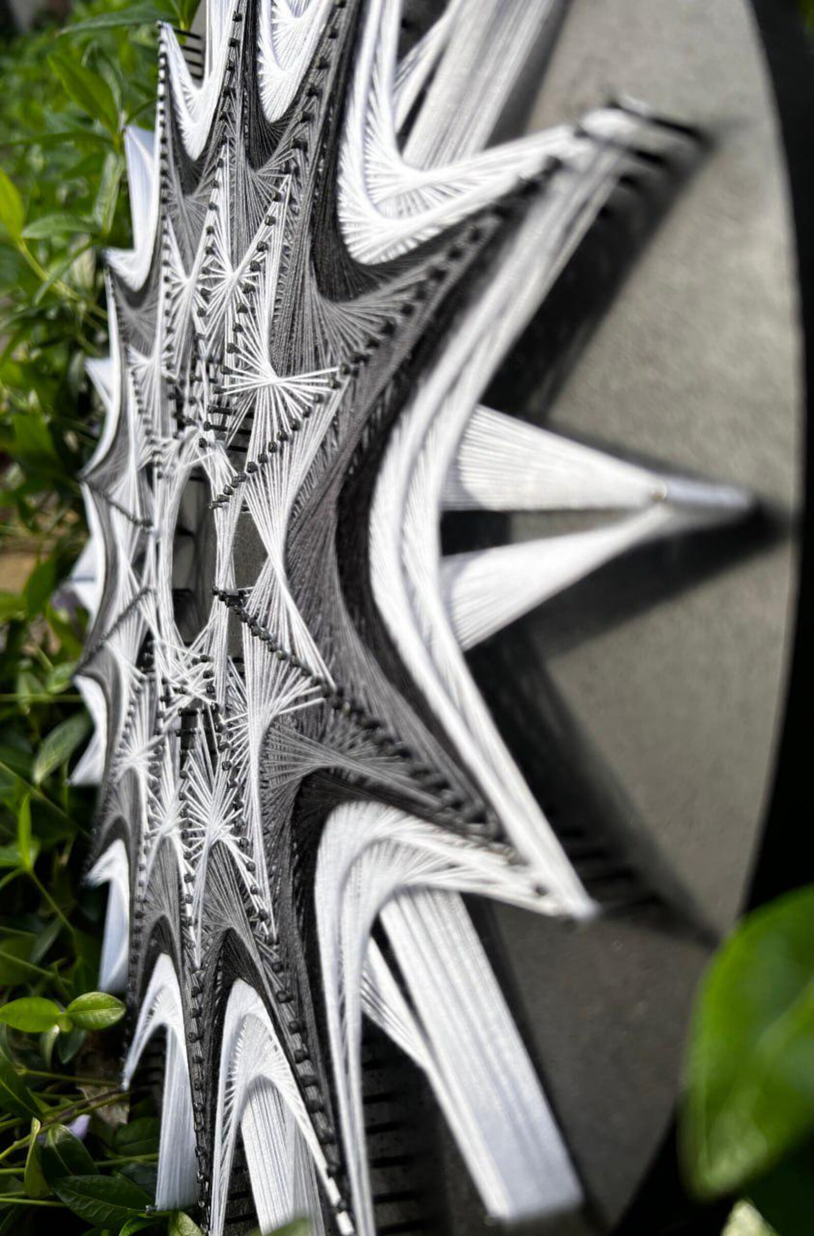 Handmade Gray and White String Art Sun Mandala - 35 Cm Round Wall Decor ...