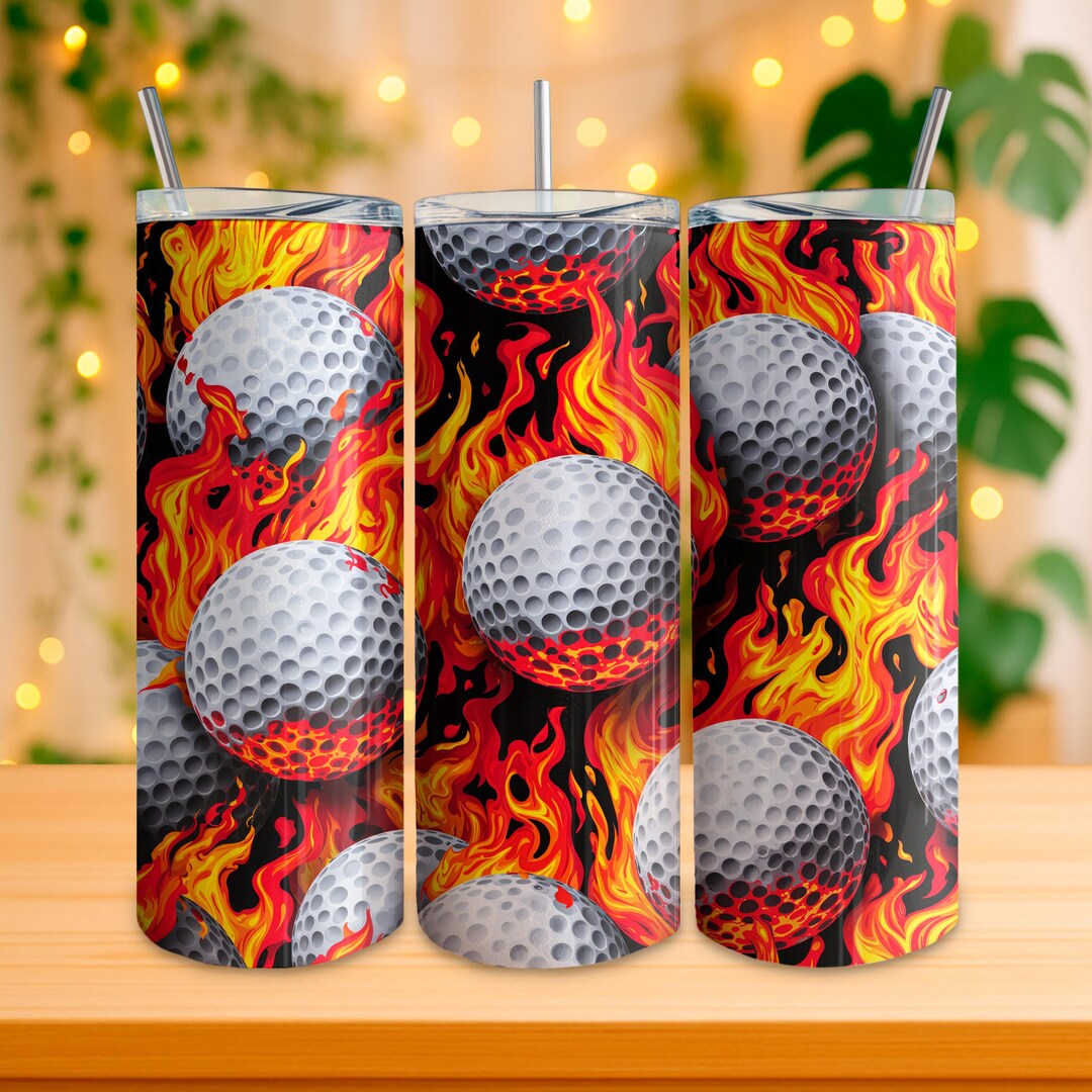 Flaming Golf Ball 20oz Tumbler Wrap PNG | Sports Lover Gift (digital ...