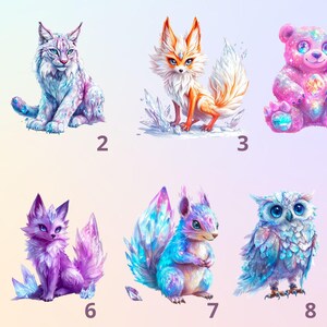 Crystal Animals Clipart: Glittering Wildlife PNG Designs (digital ...