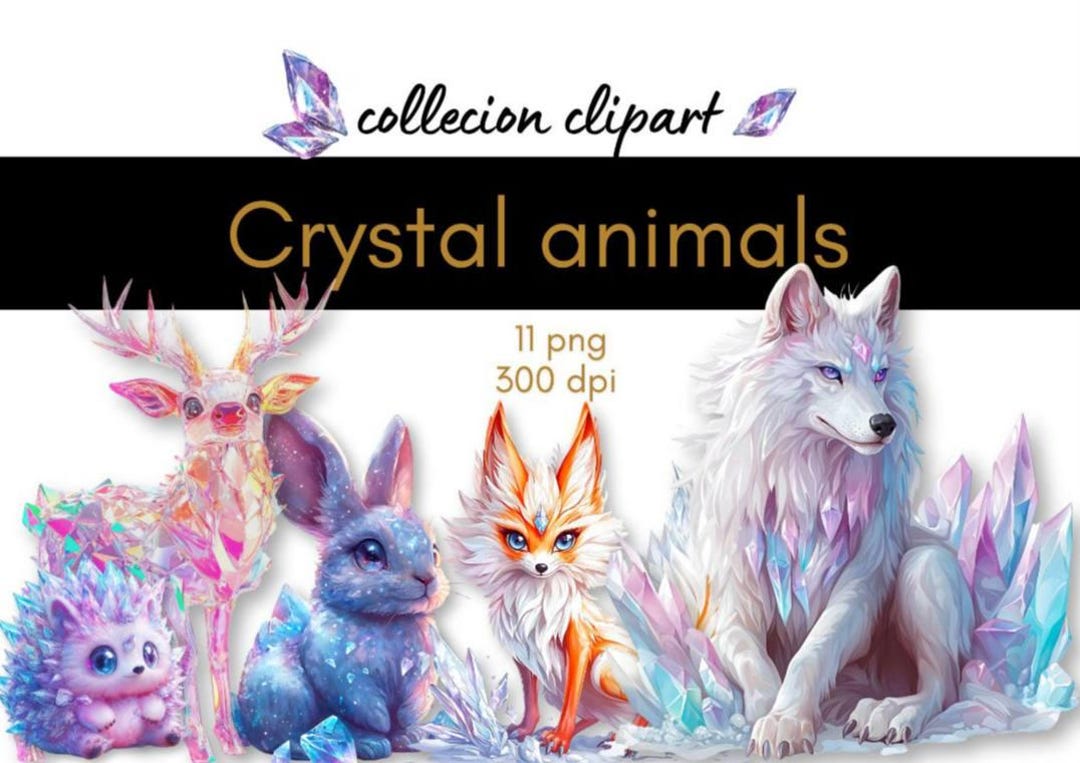 Crystal Animals PNG 300 DPI – Crystal Creatures Clipart, Glittering ...