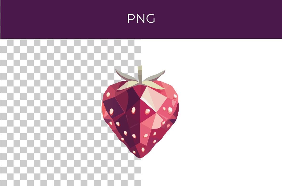 Geometric Strawberry Clipart Set - 4 Png/eps/jpg - Etsy