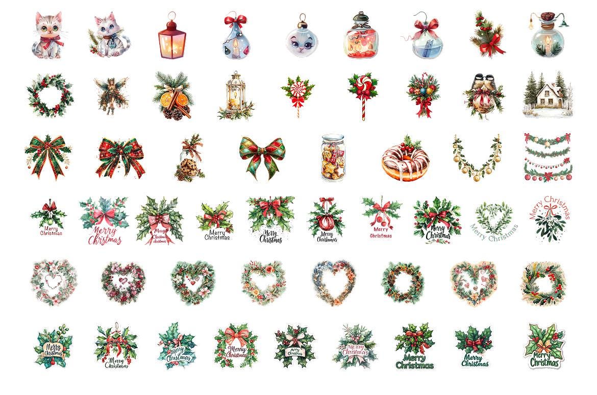 Christmas Collection Clipart Bundle - 5 in 1, PNG, 300 DPI - Etsy