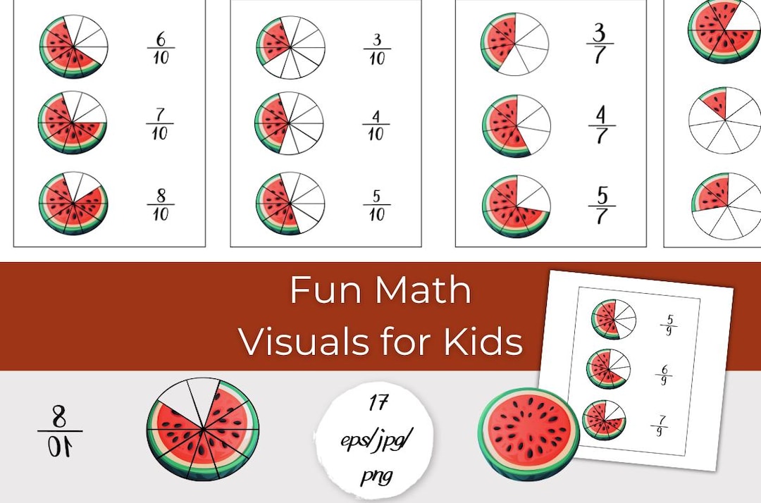 Watermelon Fraction Clipart Set – Fun Math Visuals for Worksheets ...