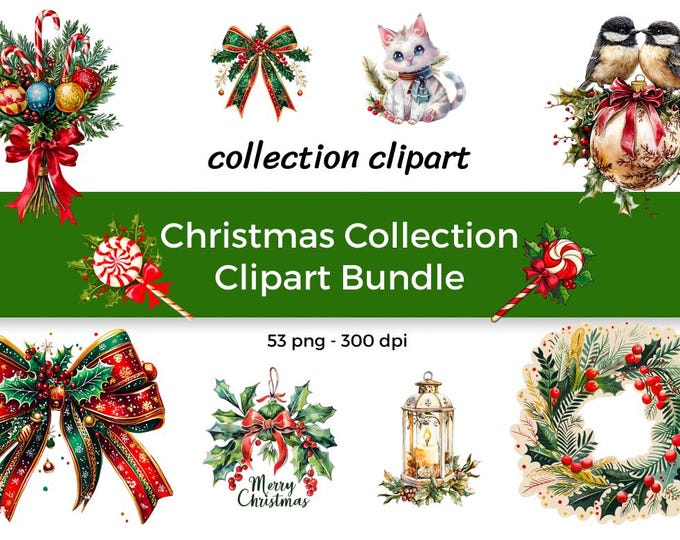 Christmas Collection Clipart Bundle - 5 in 1, PNG, 300 DPI - Etsy
