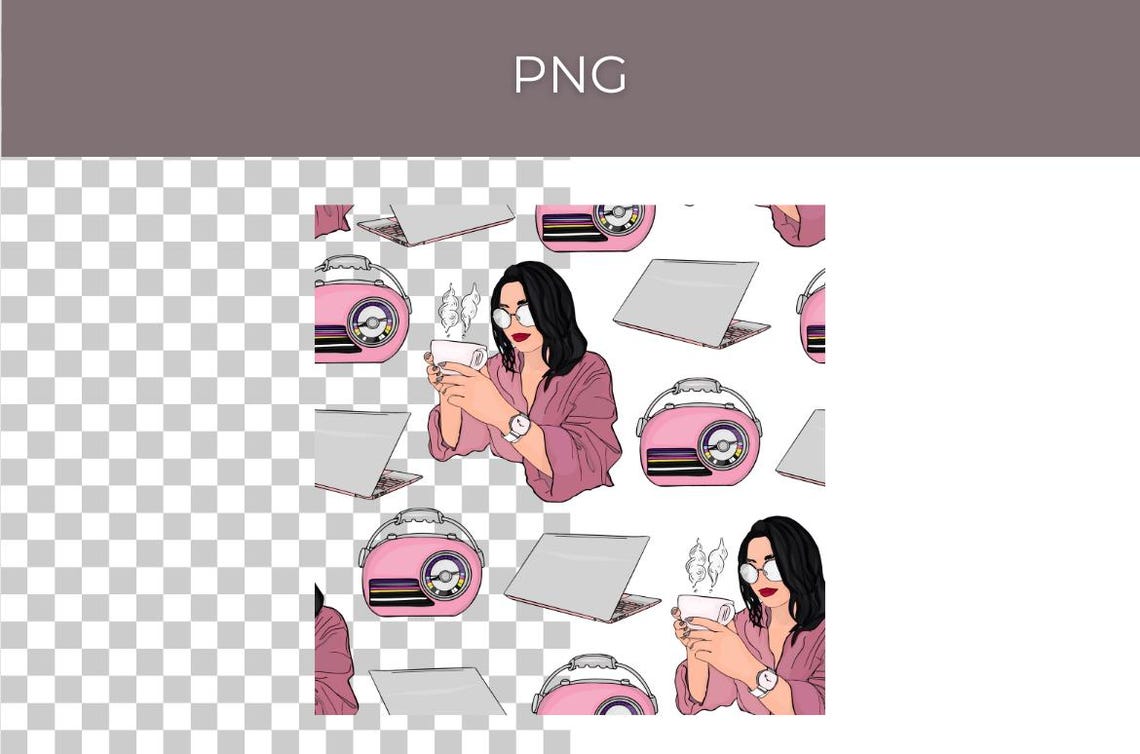 Girly Seamless Patterns Bundle – Coffee, Makeup, Fashion 10 Png/jpg/eps ...