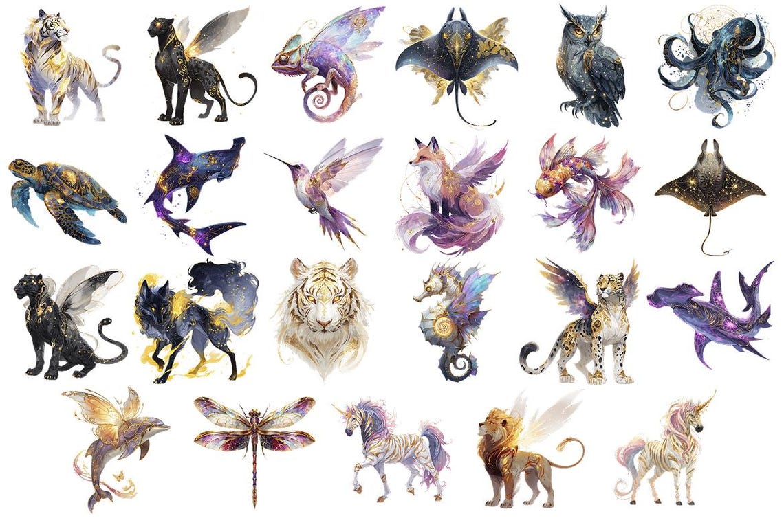 Mystical Fantasy Animals Clipart Bundle - Magical Animals & Enchanted ...