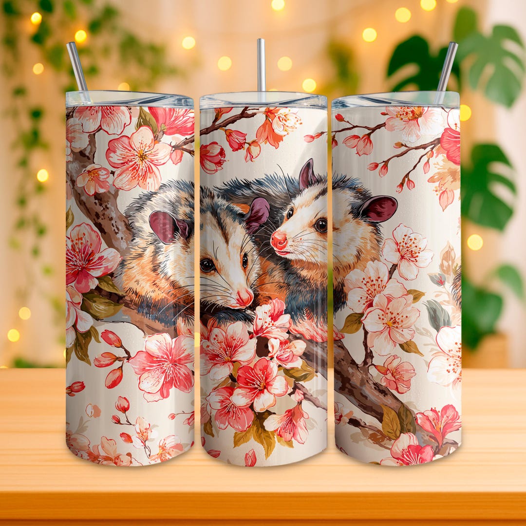 Floral Possum 20oz Tumbler Wrap | Cherry Blossom PNG (digital Download ...