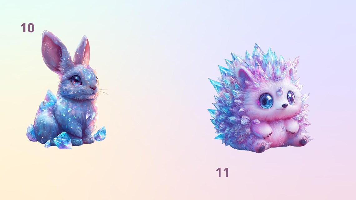 Crystal Animals PNG 300 DPI – Crystal Creatures Clipart, Glittering ...