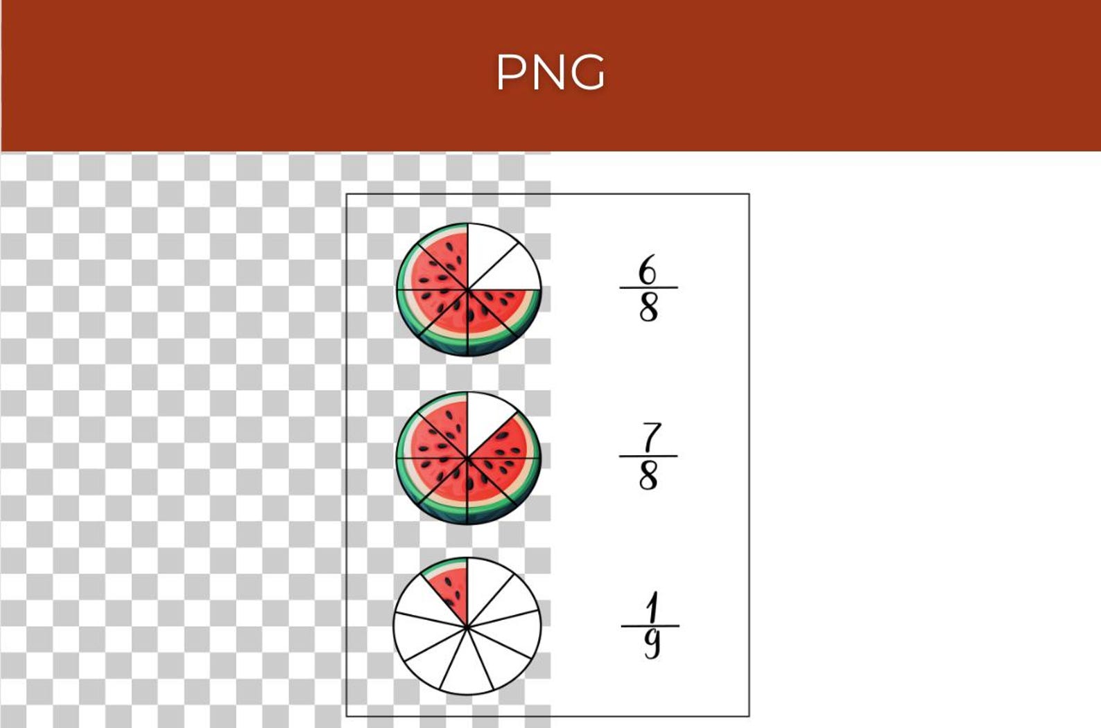Watermelon Fractions Flashcards for Math Education Clipart Set – Fun ...
