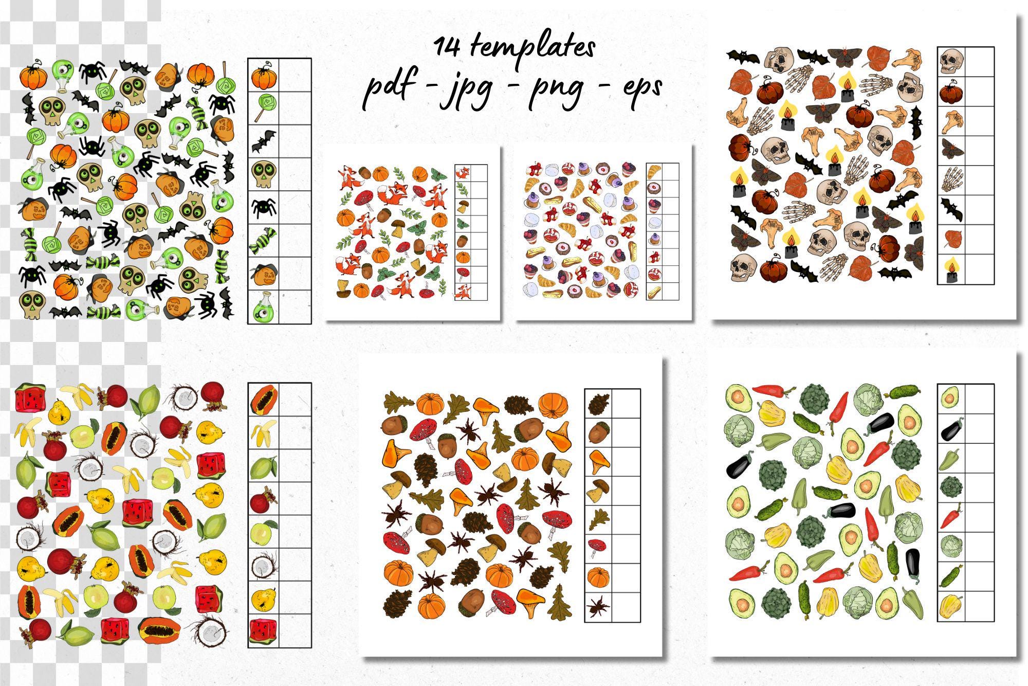 Colorful Learning Templates for Kids: Educational Printables (PNG, JPG ...