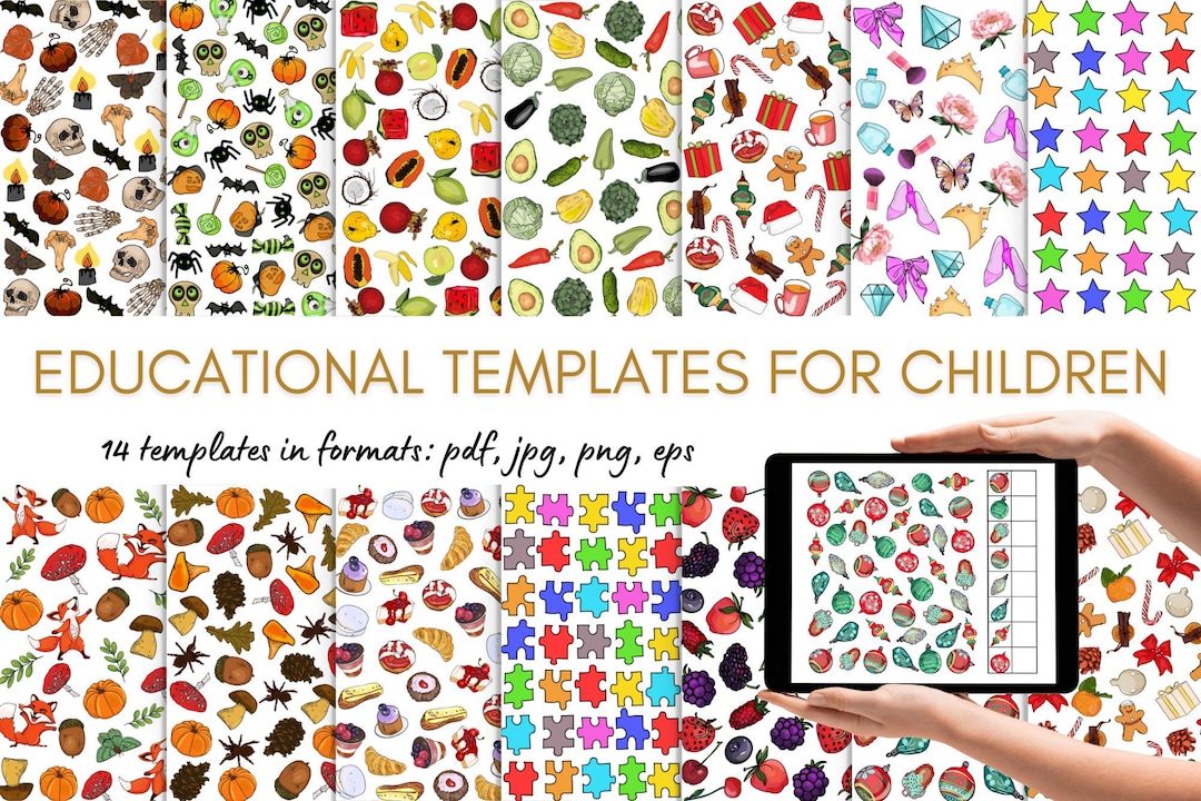 Colorful Learning Templates for Kids: Educational Printables (PNG, JPG ...