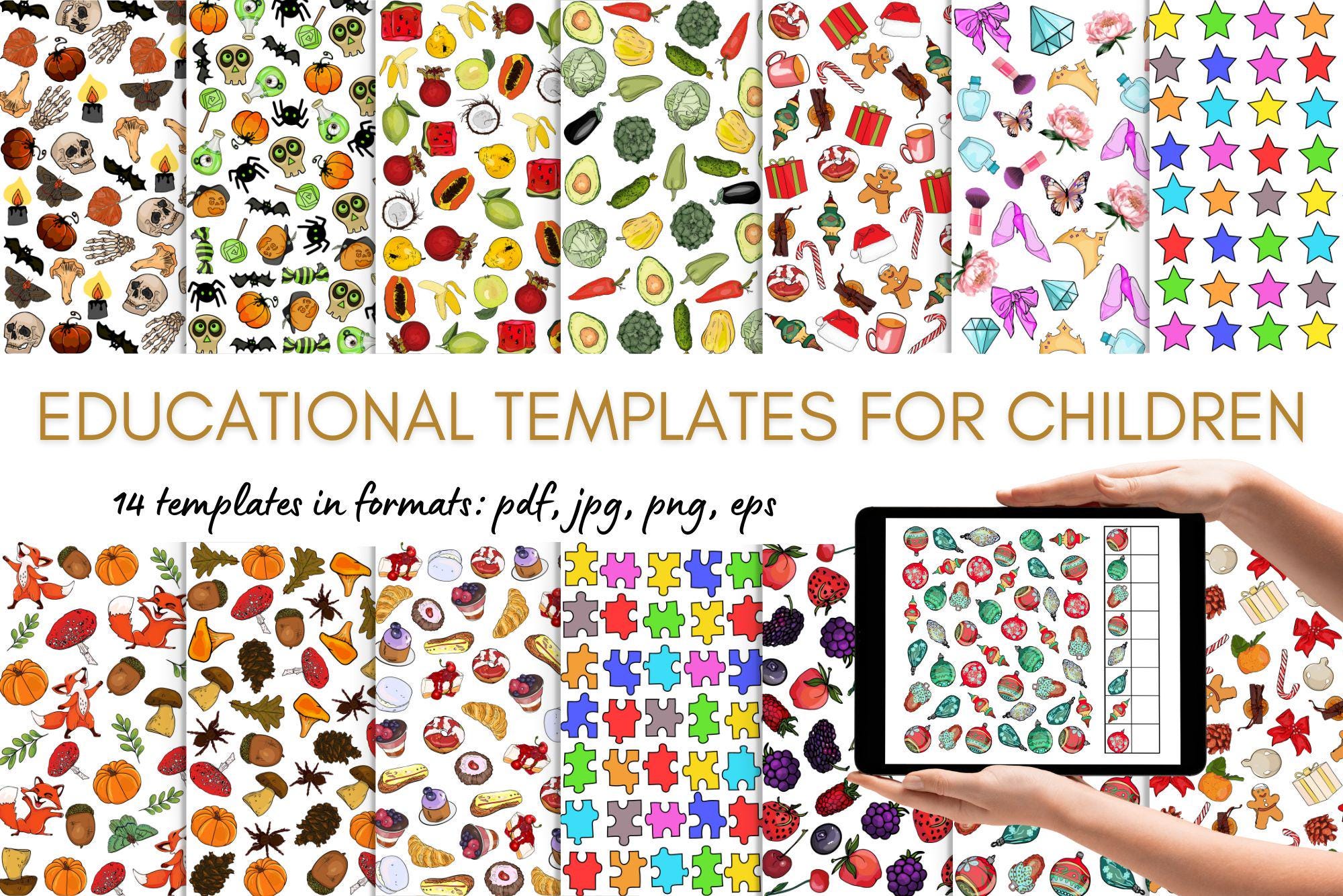 Colorful Learning Templates for Kids: Educational Printables (PNG, JPG ...