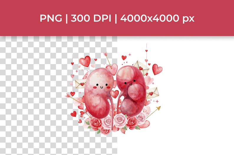 Kawaii Anatomy Valentine Clipart – Medical Organs PNG Set (digital ...