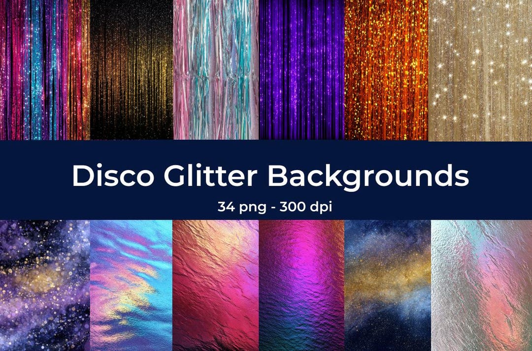 Disco Glitter Backgrounds – Holographic Iridescent Textures (34 PNG ...