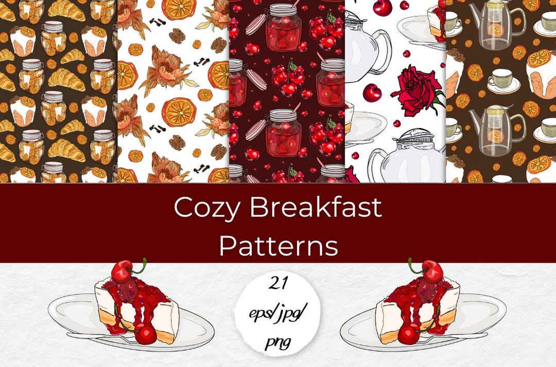 Cozy Breakfast Patterns – 21 Seamless Food & Morning-themed Designs - Etsy