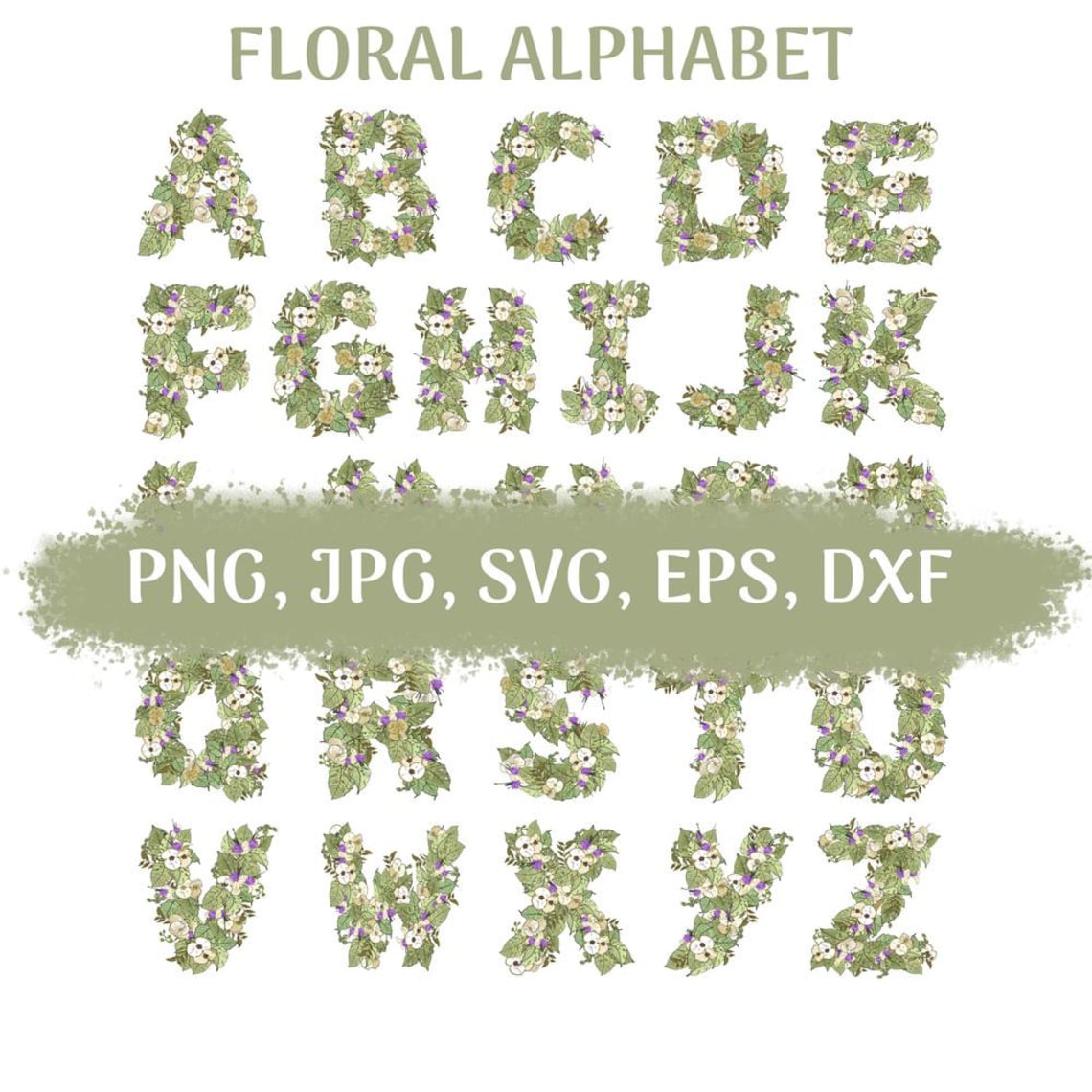 Floral Alphabet Png, JPG, SVG, EPS – Beautiful Flower Letter Designs ...
