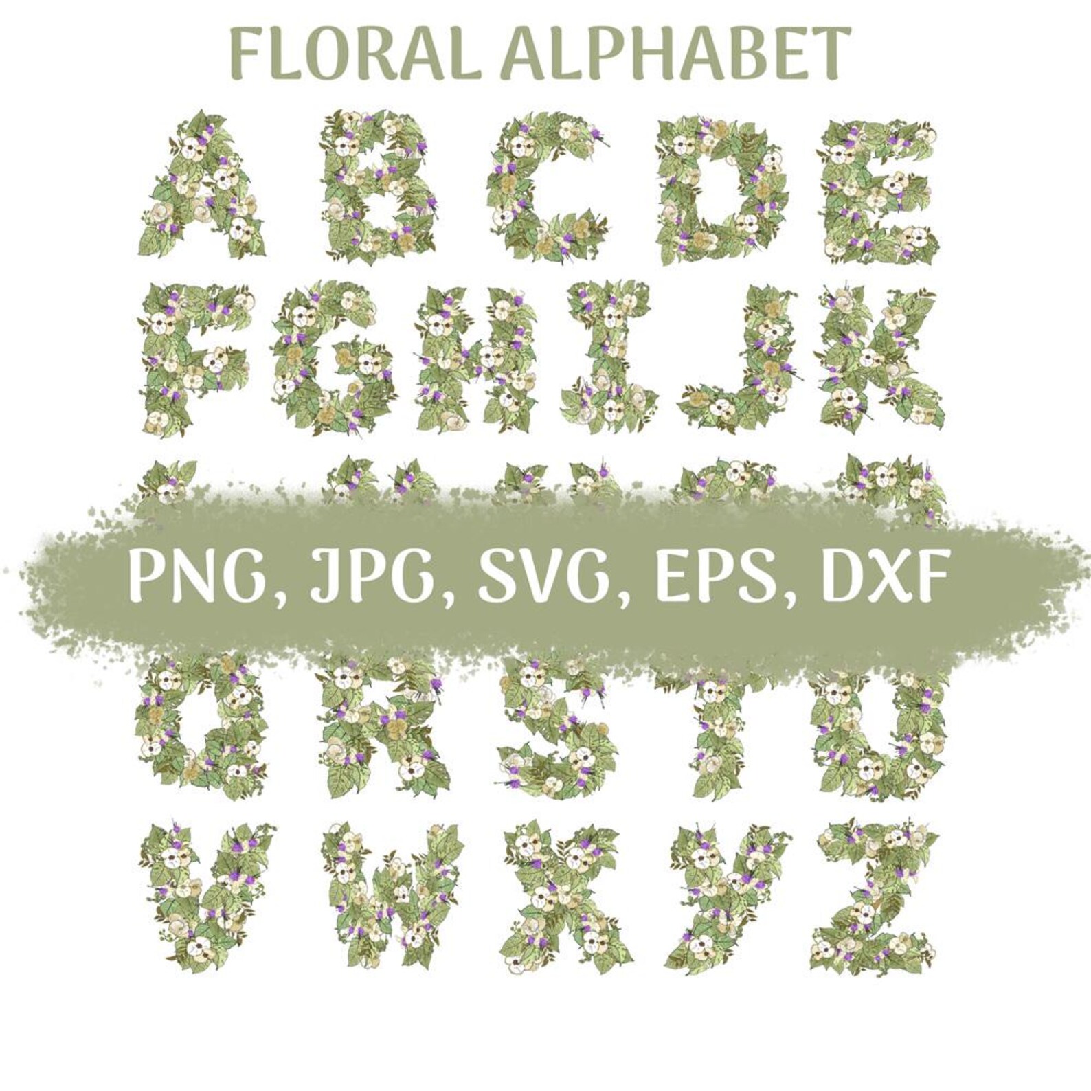 Floral Alphabet Png, JPG, SVG, EPS – Beautiful Flower Letter Designs ...
