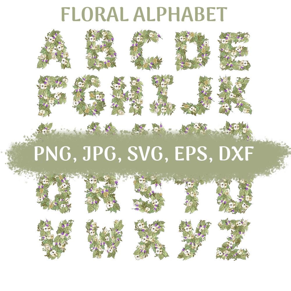 Floral Alphabet Png, JPG, SVG, EPS – Beautiful Flower Letter Designs ...