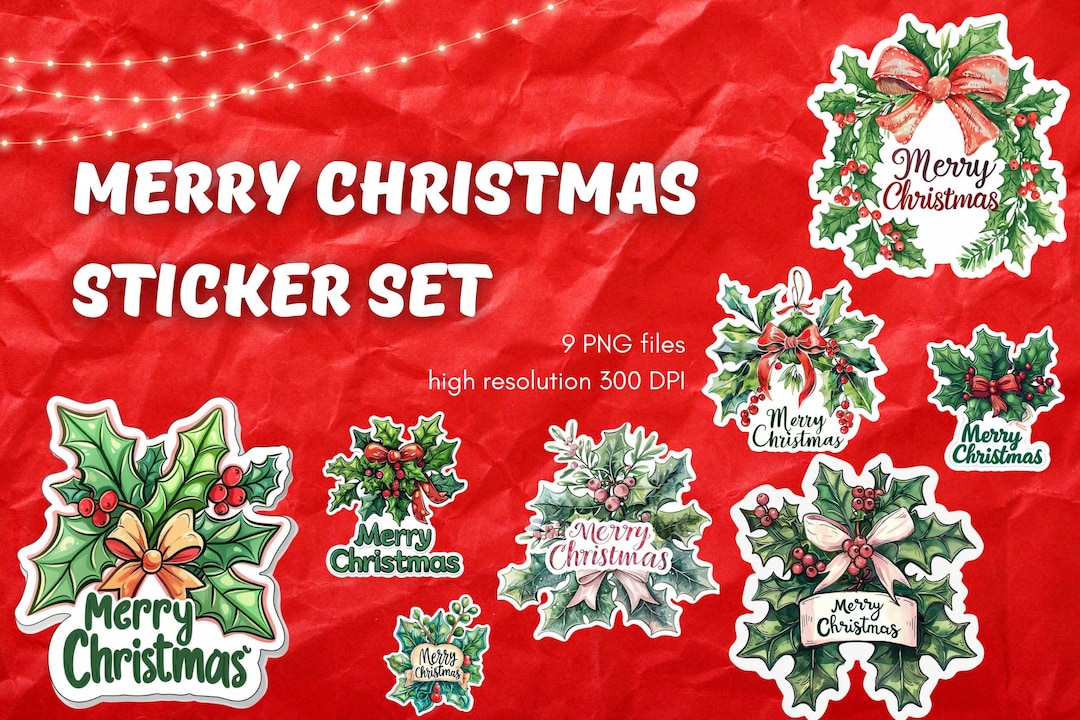 Merry Christmas Sticker Set 9 Png - Etsy