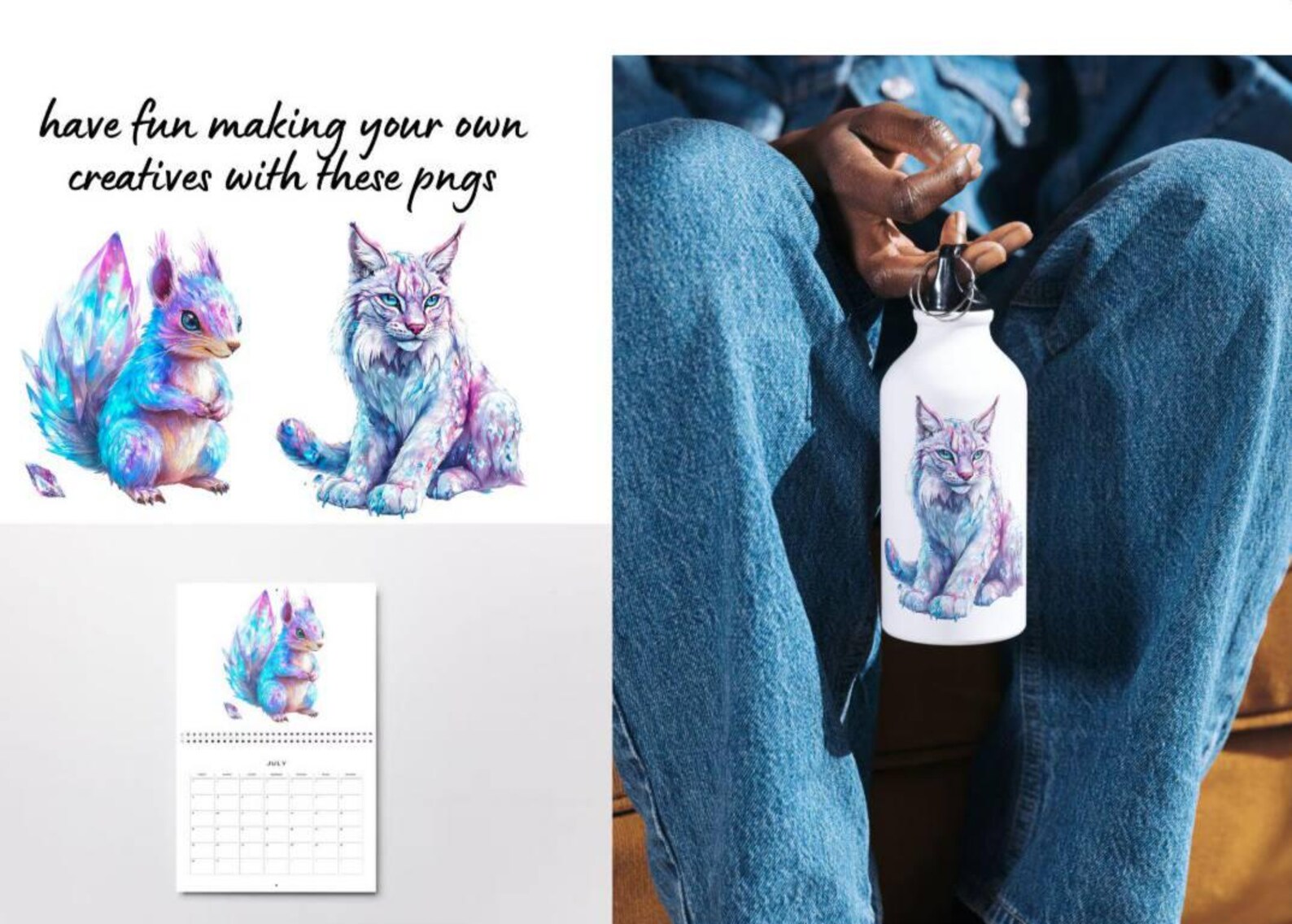 Crystal Animals Clipart: Glittering Wildlife PNG Designs (digital ...