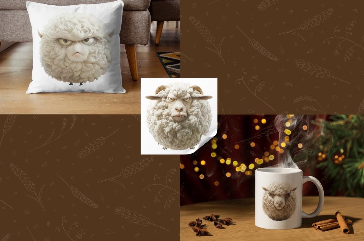 Angry Fluffy Sheep Collection- 3 Png - Etsy