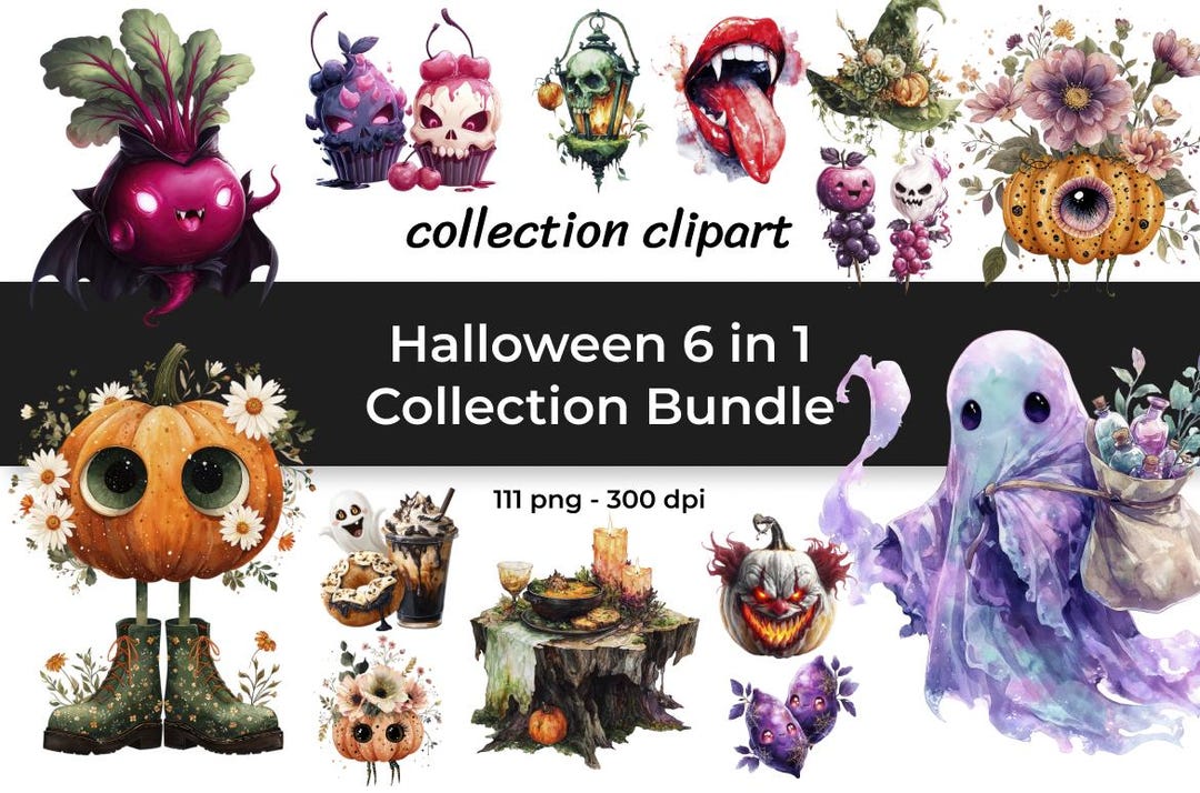 Halloween Clipart Bundle: Spooky Kawaii PNG Graphics (commercial Use ...