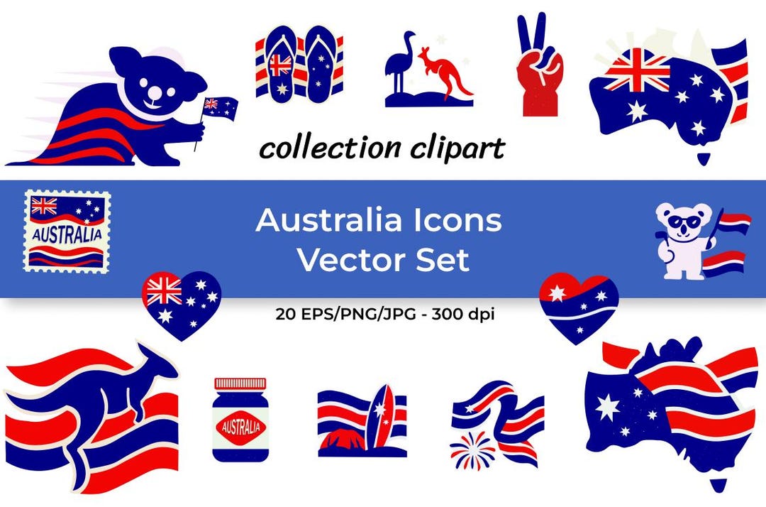Australia Icons Vector Set – Aussie Symbols Clipart (20 EPS/PNG/JPG) - Etsy