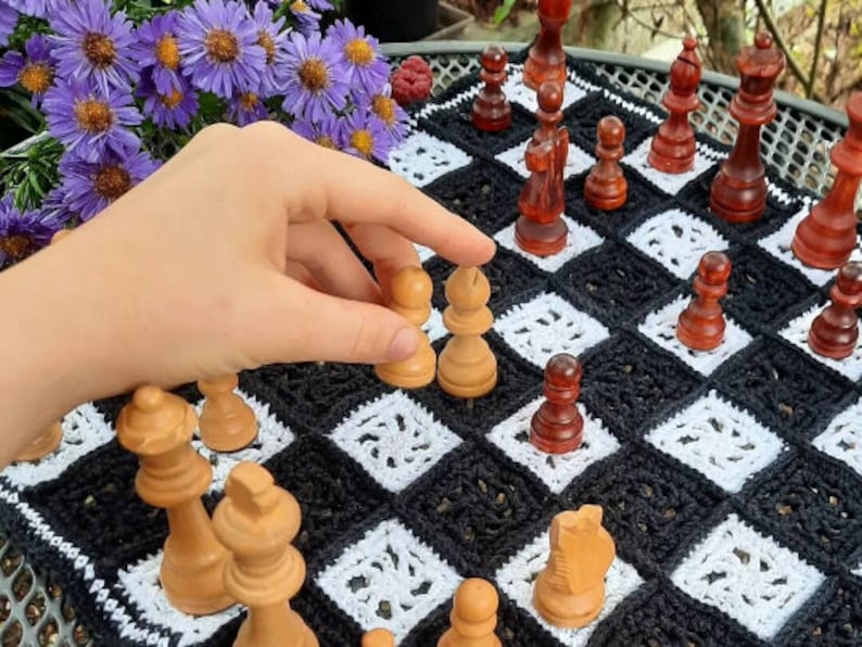Granny Square Chessboard Crochet Pattern by Delphinescrochets Digital ...