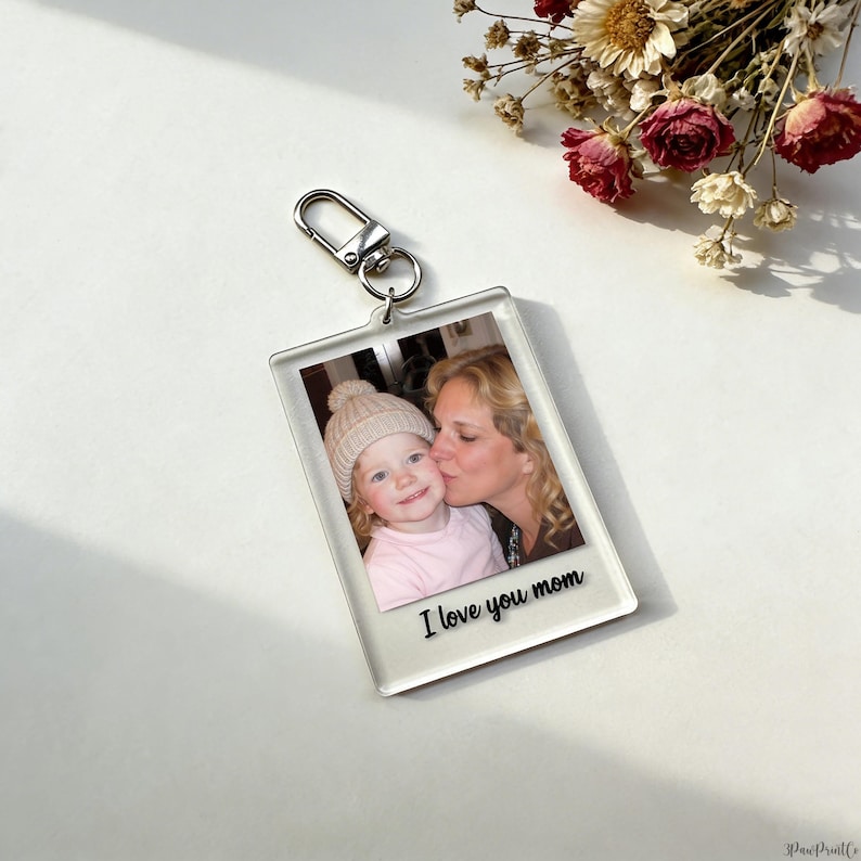 Personalized Photo Keychain With Custom Message, Couple Gift for ...