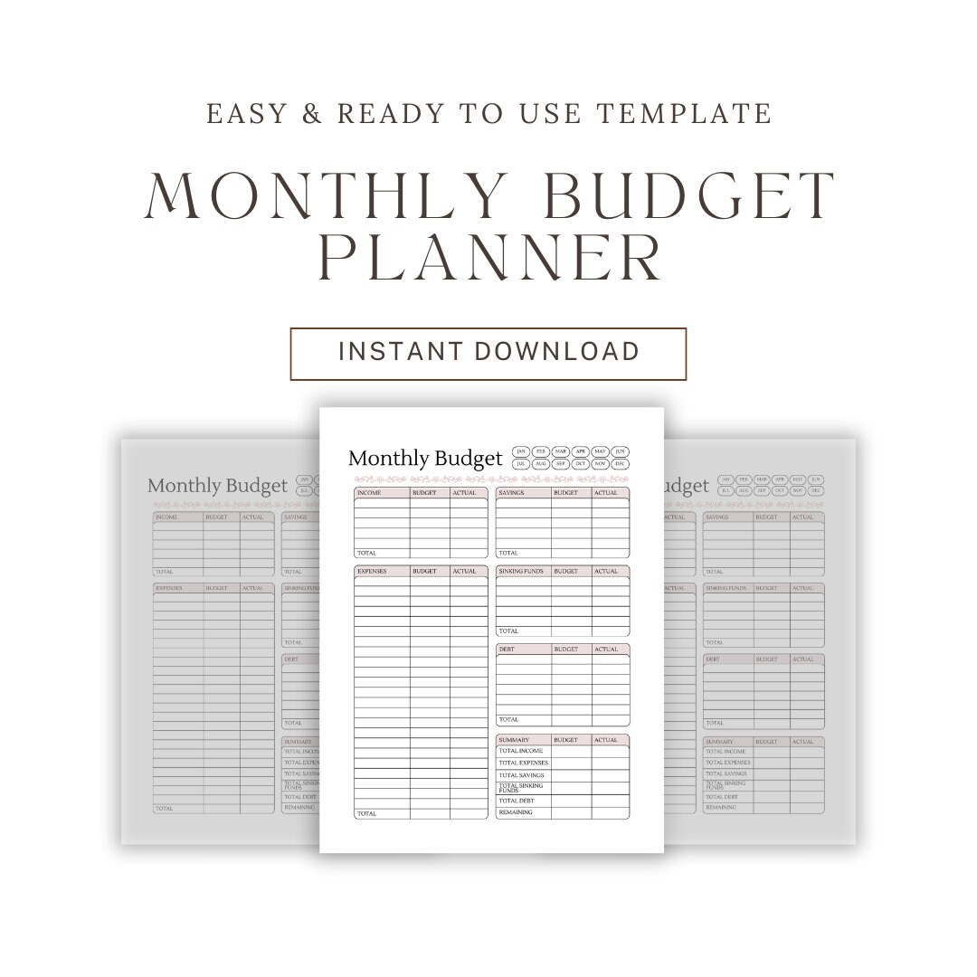 Monthly Budget Planner - Printable Digital Download - Etsy