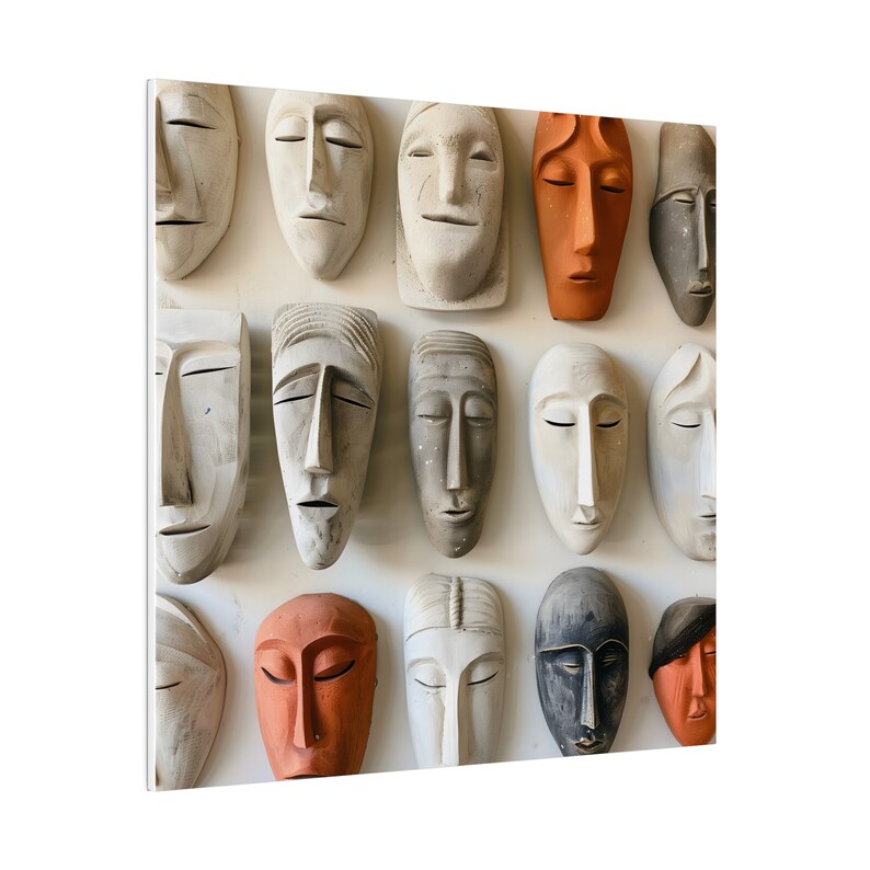 Printable Vintage Neutral Textured Abstract Masks Oil Painting, Antique ...