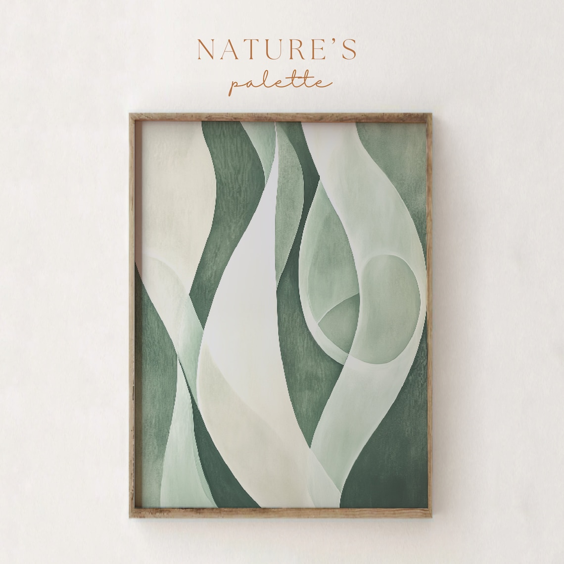 Printable High-quality Sage Green Abstract Waves Painting Digital ...