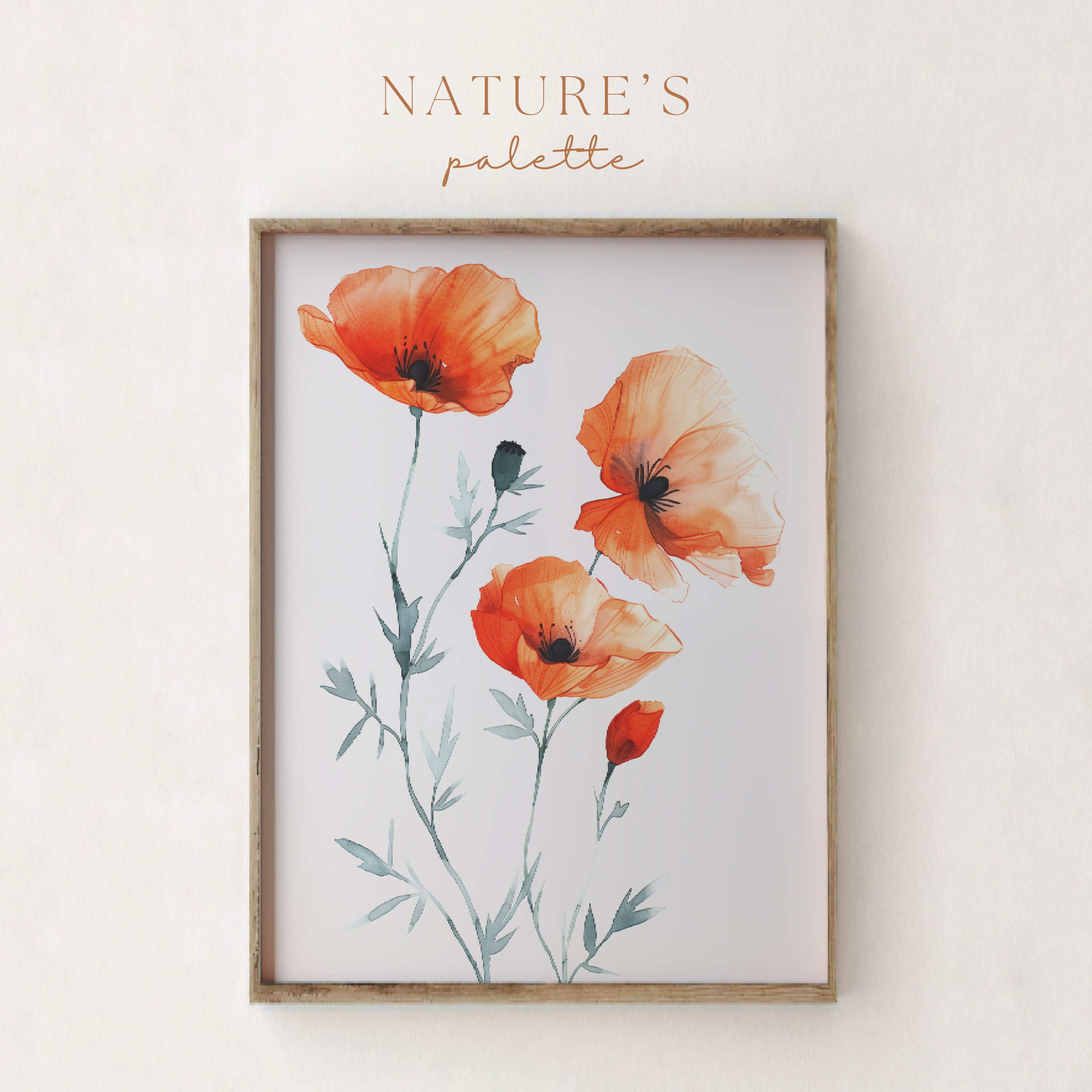 Printable High-quality Orange Poppies Watercolor Painting Digital ...