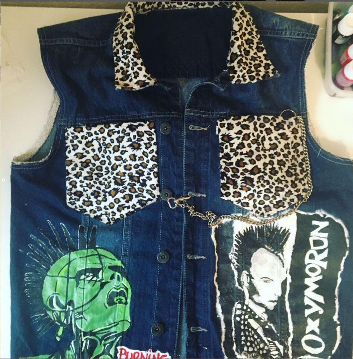 Personalized Punk Rock Style Vest, Gothic Patchwork Fashion Men, Biker ...