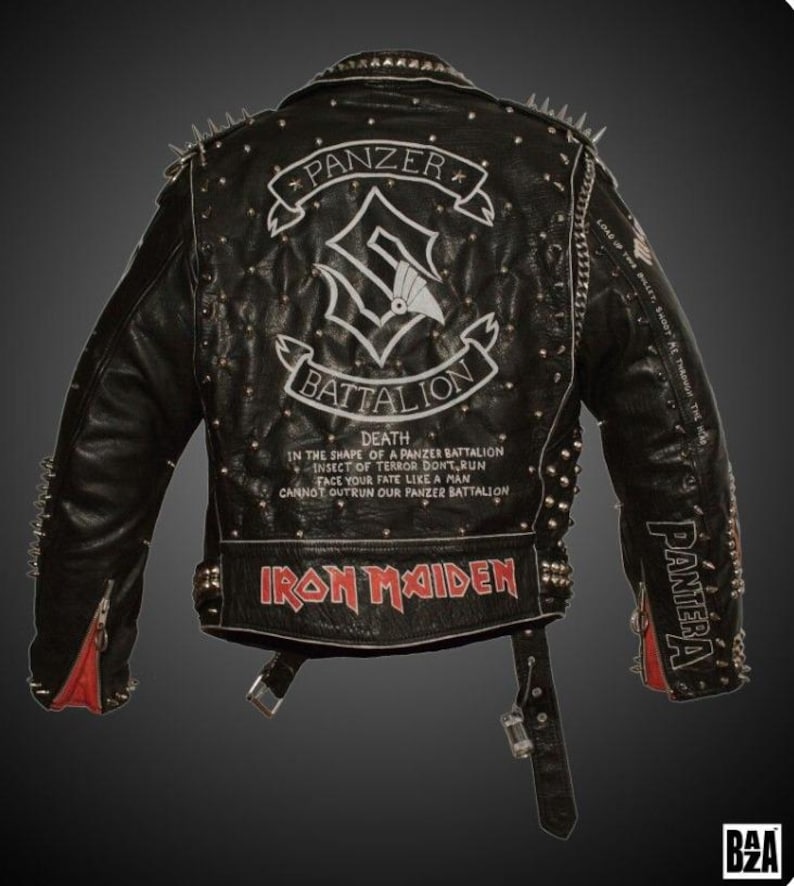Black Men's Multi-studded Leather Punk Rock Jacket, Gothic Patchwork ...