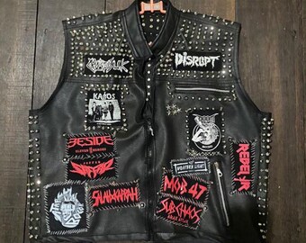 Personalized Punk Rock Style Vest, Gothic Patchwork Fashion Men, Biker ...