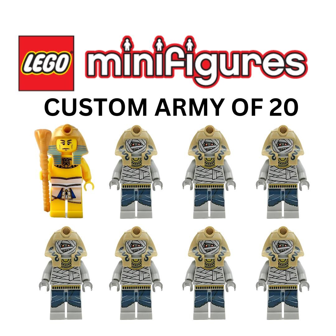 CUSTOM Mummy Pharaoh Minifigures Army of 20 YOU Pick Zombie Mummy 7325 ...